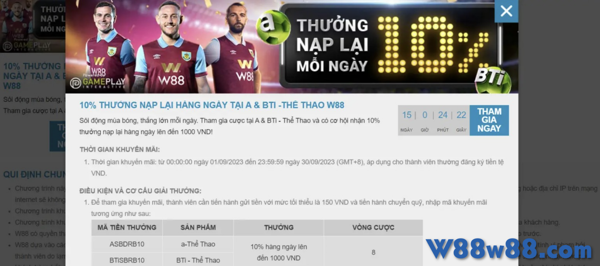 Khuyến mãi W88 - Điều kiện đơn giản, phần thưởng cực lớn